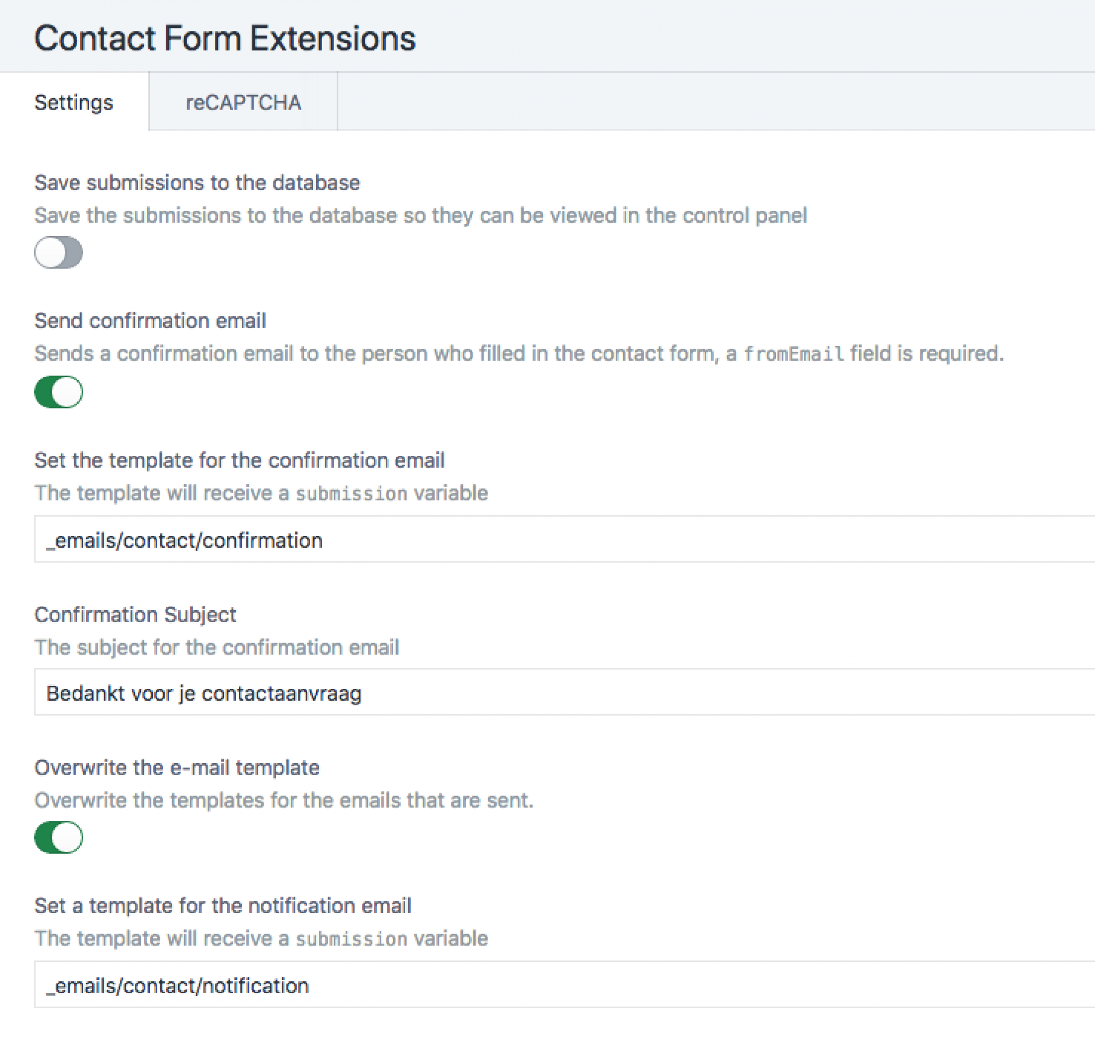 Contact Form Extensions Contact Form Extensions