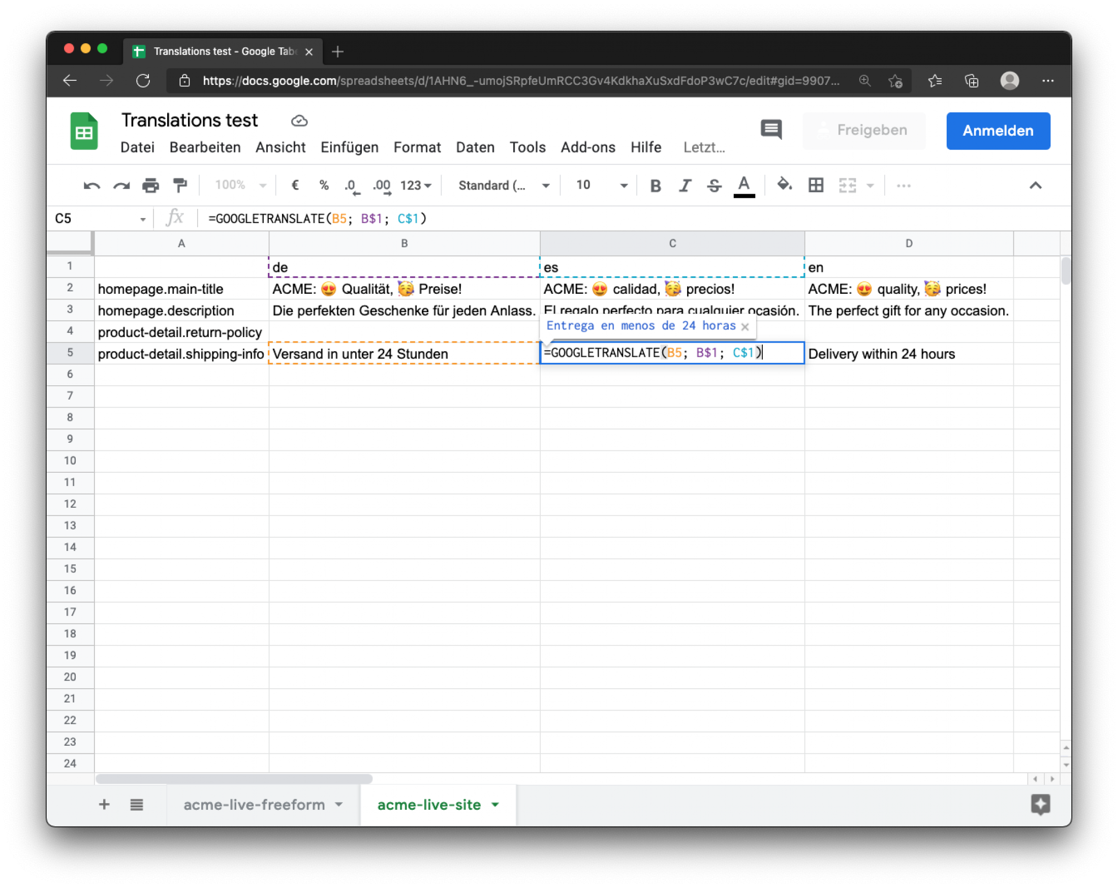 Spreadsheet Translations Spreadsheet Translations